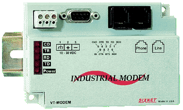 DC powered industrial modems for comm link to remote devices or off-site PLCs